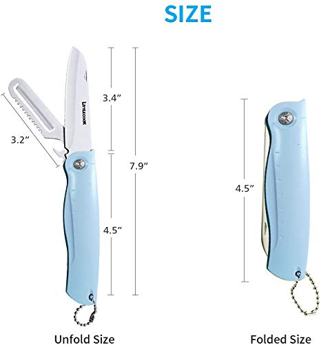 Travel Pocket Paring Knife Fruit Knife Peeling Vegetable Peeler Folding Foldable Multi Function Small Portable Bottle Opener for Kitchen Traveling Camping Outdoor Stainless Steel Plastic 2 Blade Green