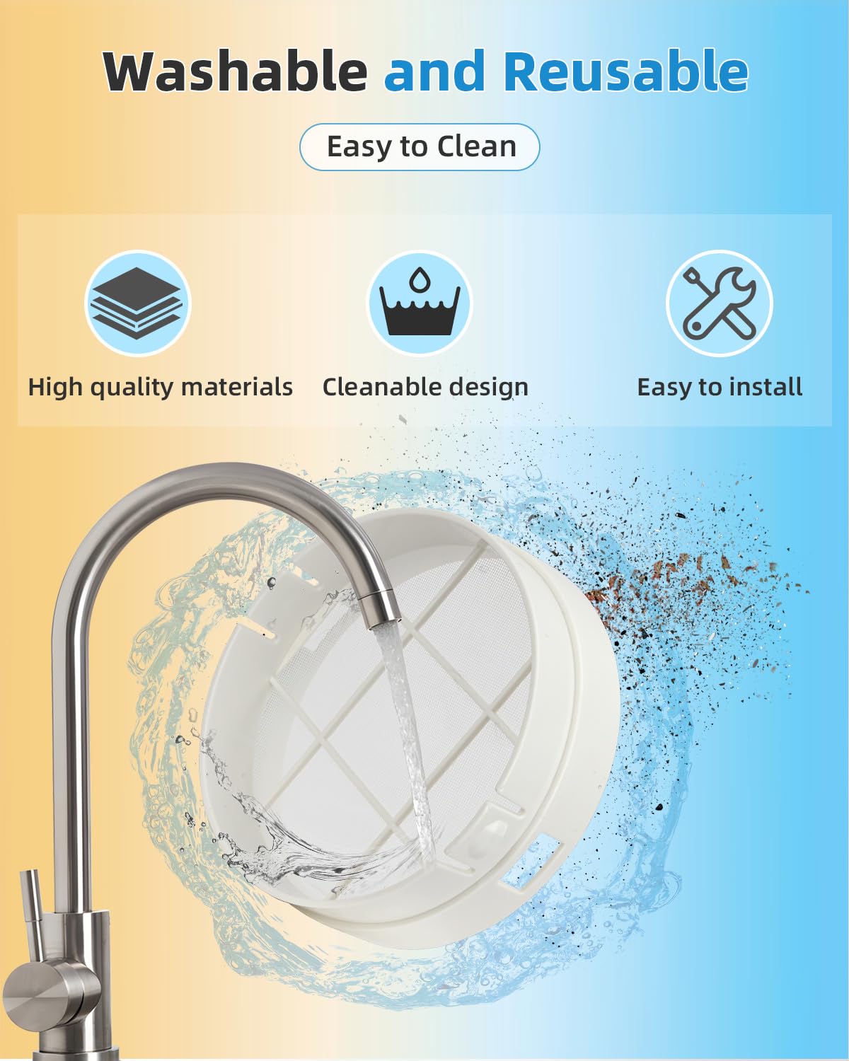 Washable Hose Pre-filter for Portable Air Conditioner, Perfect Fit, 5ββ Diamiter 2 Pack White