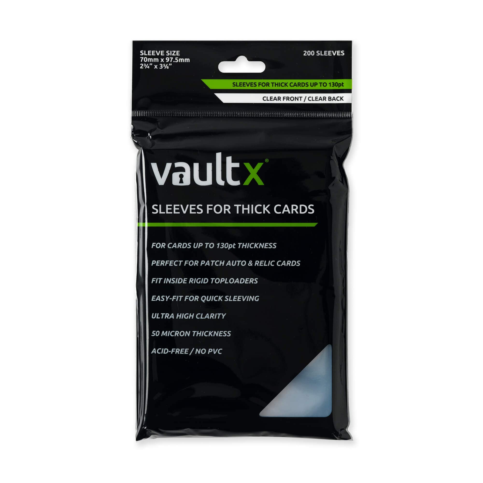 Vault X Thicker Card Sleeves for Deeper Cards - Premium Soft Sleeves for Cards up to 130pt Thick (200pcs)