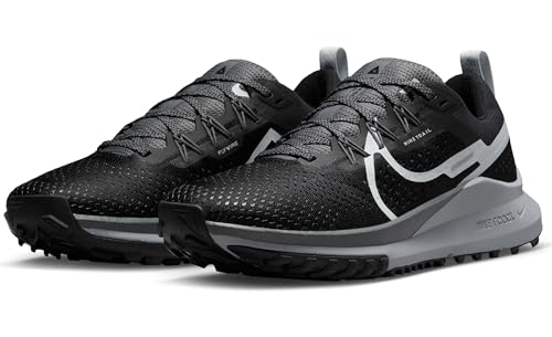Nike Women's React Pegasus Trail 4 Running Shoes, Black/Aura-Dark Grey-Wolf Grey, 9 M US