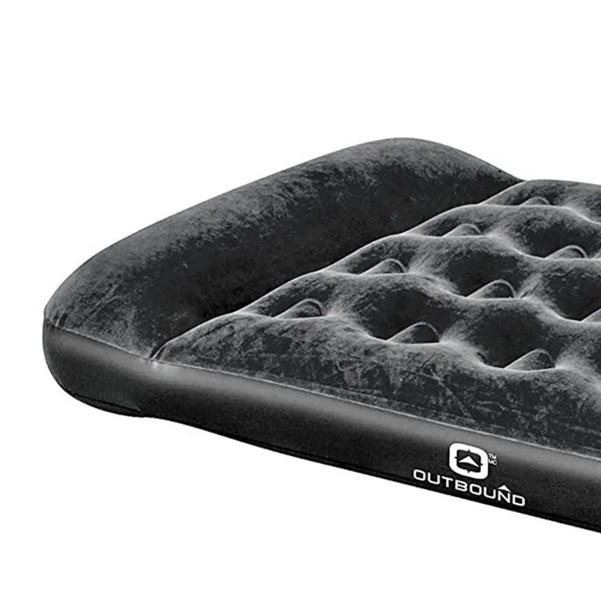 OUTBOUND Portable Lightweight 9" High Single Person Inflatable Camping Mattress Twin Airbed w/Built-in Foot Pump, Coil Beam, Repair Patch, Black