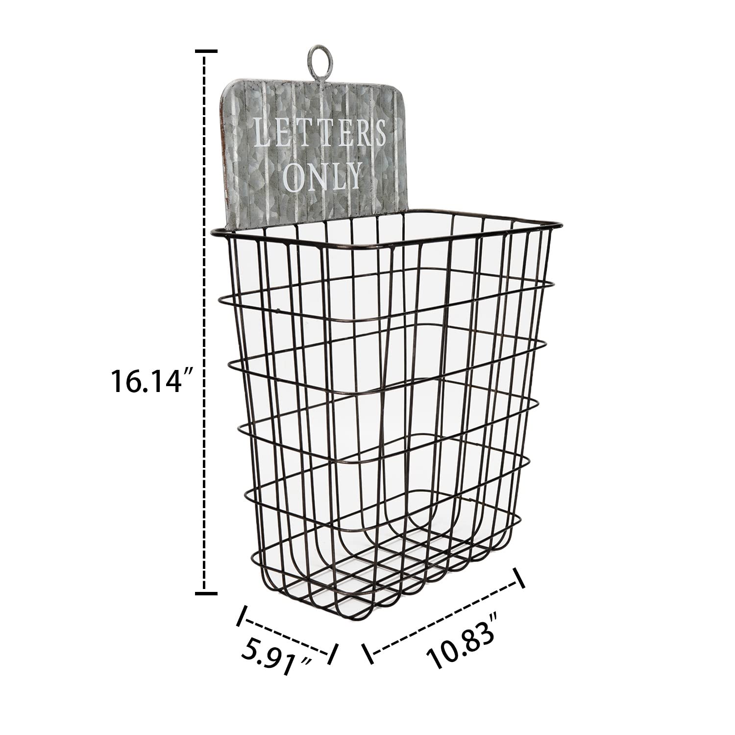 NIKKY HOME Mail Organizer Wall Mount, Farmhouse Rustic Mail Holder Hanging Metal Mesh Basket Organization for Letter Envelope Document Paper, Black