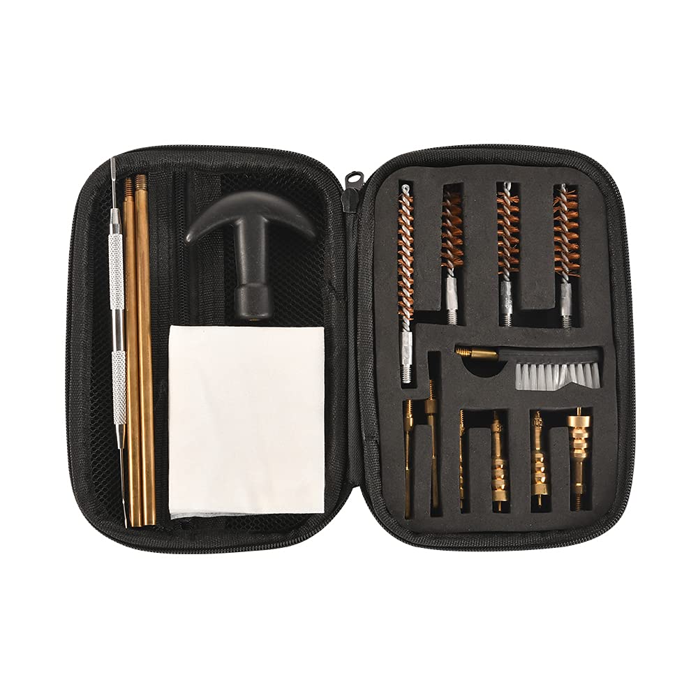 VEFAIR Universal Handgun Cleaning Gun Kit Cleaning Kit Brass Jags Tips for .357/9mm.40.45 Caliber Pistols with Zipper Closed Portable Case