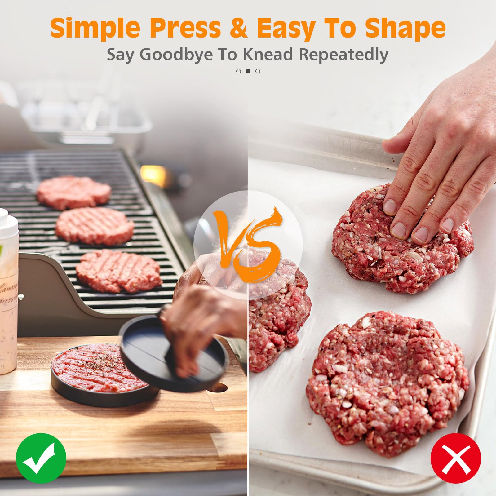 Naitesen Hamburger Press Patty Maker Burger Patty Maker Non-Stick Burger Smasher Cooking Gadgets for Kitchen Baking