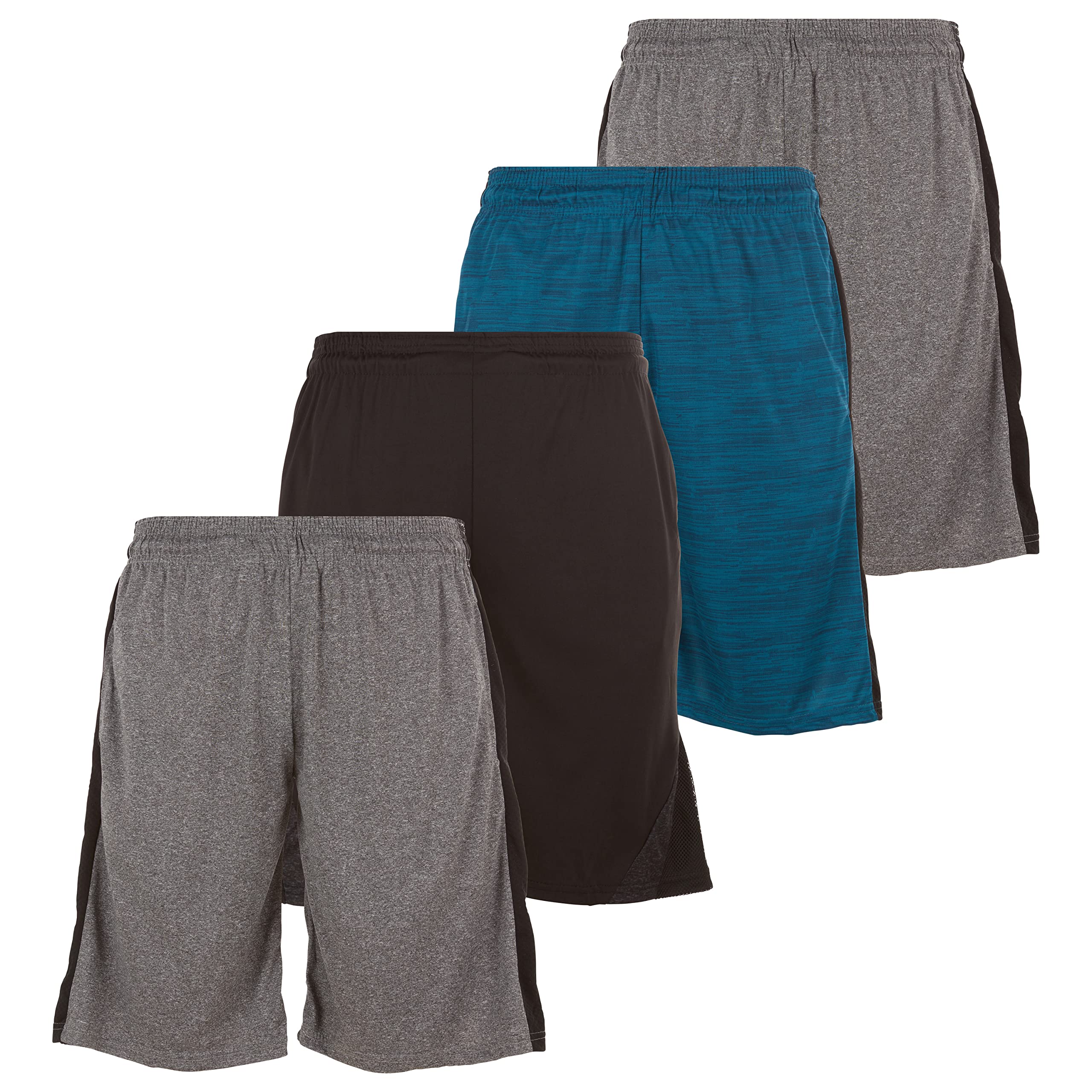 X Game Time- 4 Pack Basketball Shorts Men, Active Quick Dry Workout Men Shorts with Pockets and Elastic Waistband