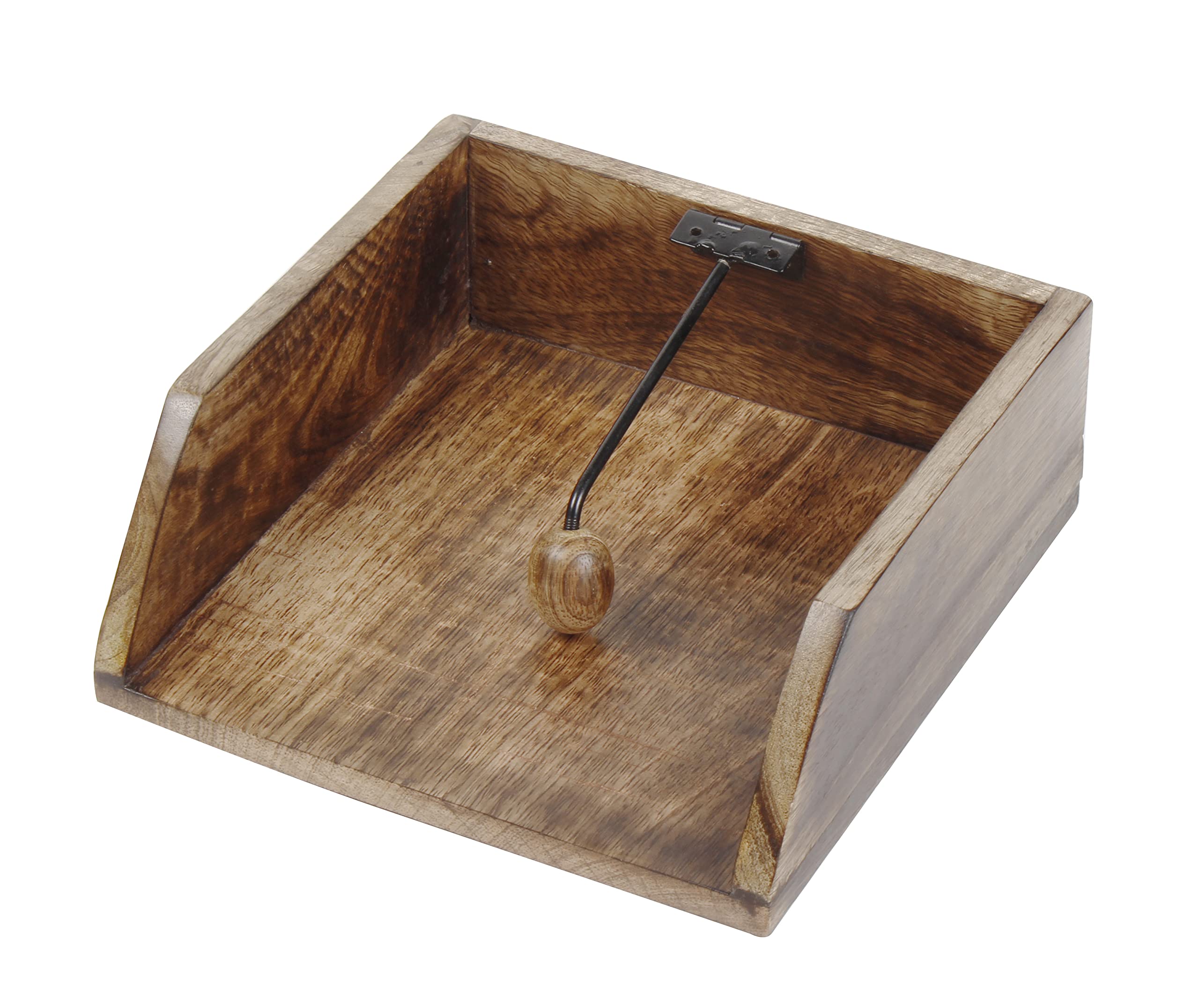 Wooden Napkin Holder Flat Scroll Collection, Bar Napkin Holder for Tables, Tableware Tissue Holder, Farmhouse Napkin Dispenser, Kitchen Bathroom Bedroom Countertop | 8" X 8" X 2.8" (Borwn)