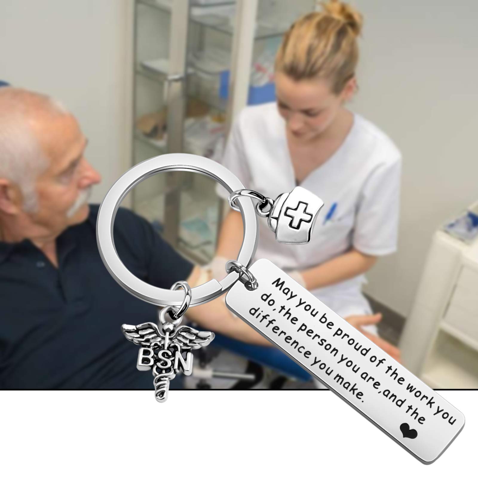 SEIRAA BSN Keychain BSN Graduation Gifts You Make A Difference Bachelor of Science Nursing Gifts Keychain for Nursing School (BSN keychain)