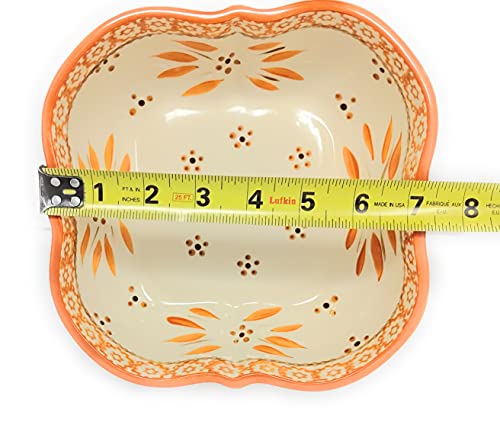 Temp-tations Set-of-2 Sculpted Square Soup, Cereal or Serving Bowls, Stoneware, 7.5" Diameter (Old World Fireworkfetti)