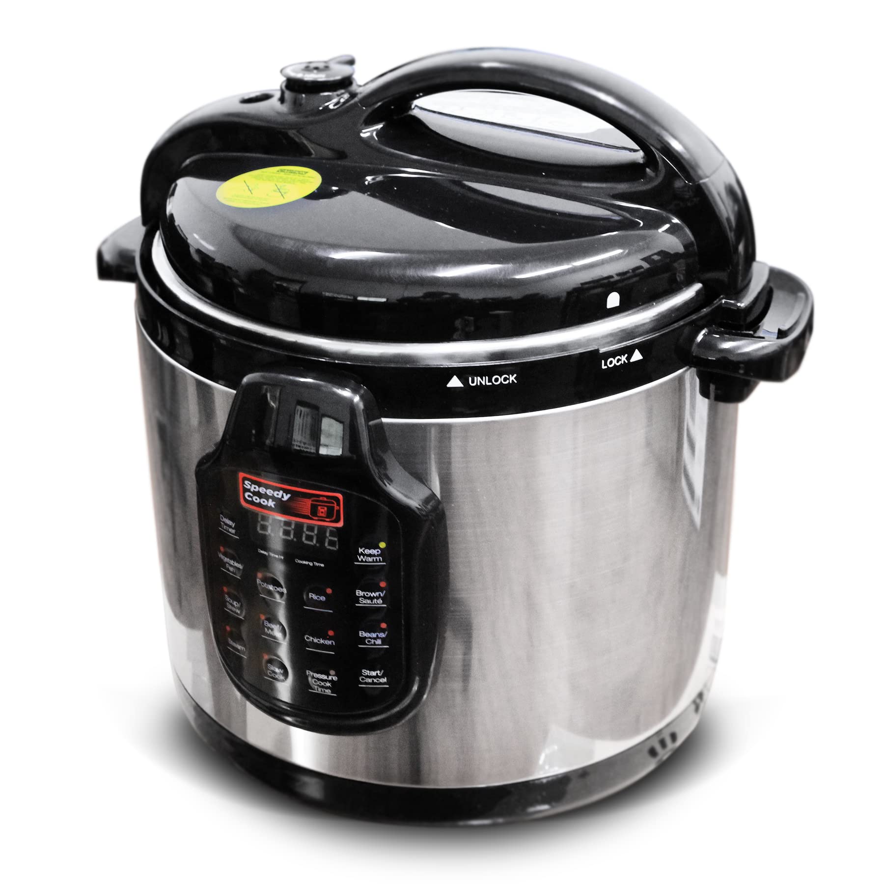 Speedy Cook 6-Quart Stainless Steel Pressure Cooker, 6-Quart (Renewed)