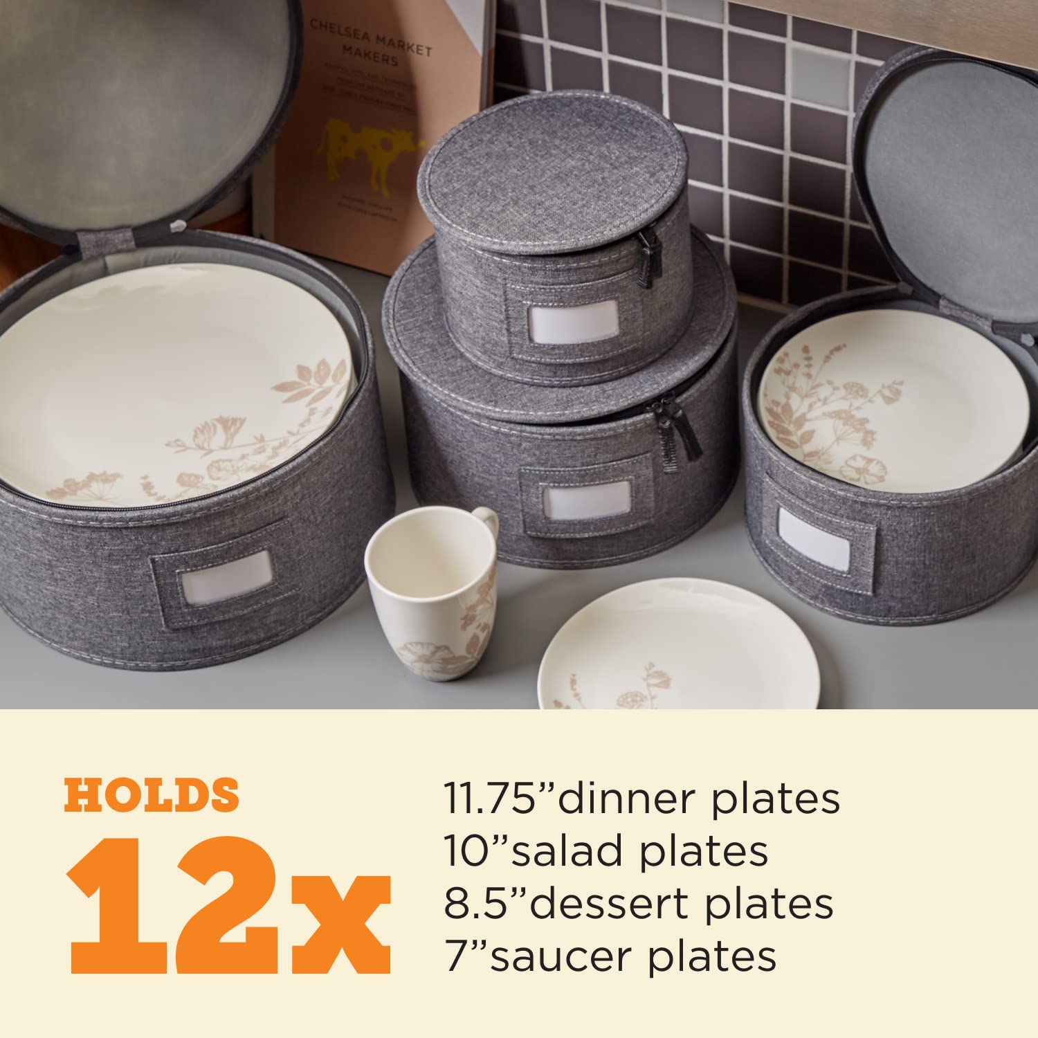 StorageLAB China Storage Containers, Containers for Organizing, Hard Shell Case, Felt Plate Dividers, Moving Supplies, Storage Box, Wine, Dishes, Glasses Storage, Charger Plates Storage Containers