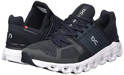 On Men's Cloudswift Sneakers, Black/Rock, 10.5 Medium US