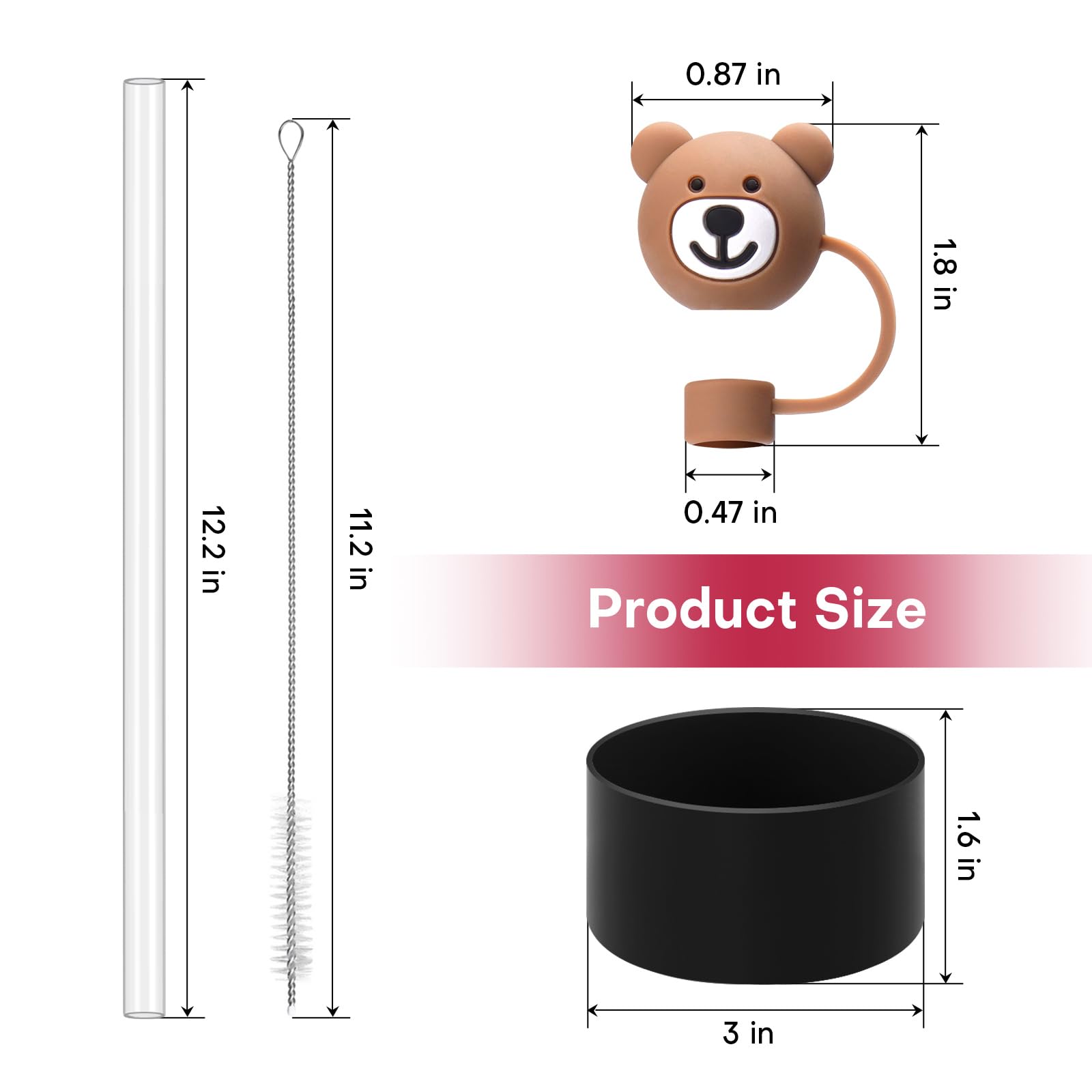 Rolitwils 13Pcs Stanley Cup Accessories, 6 Replacement Straws Compatible Stanley 40oz Tumbler with 3 Silicone Straw Covers Cap, 4 Silicone Protective Boot for Stanley Quencher Adventure Tumbler