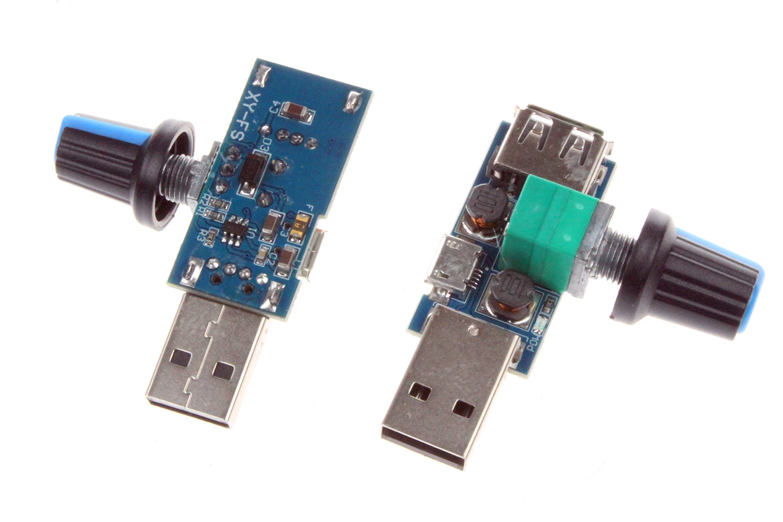NOYITO 5V USB Fan Stepless Speed Controller Regulator with Switch Speed Module DC 4-12V to 2.5-8V 5W (Pack of 2)
