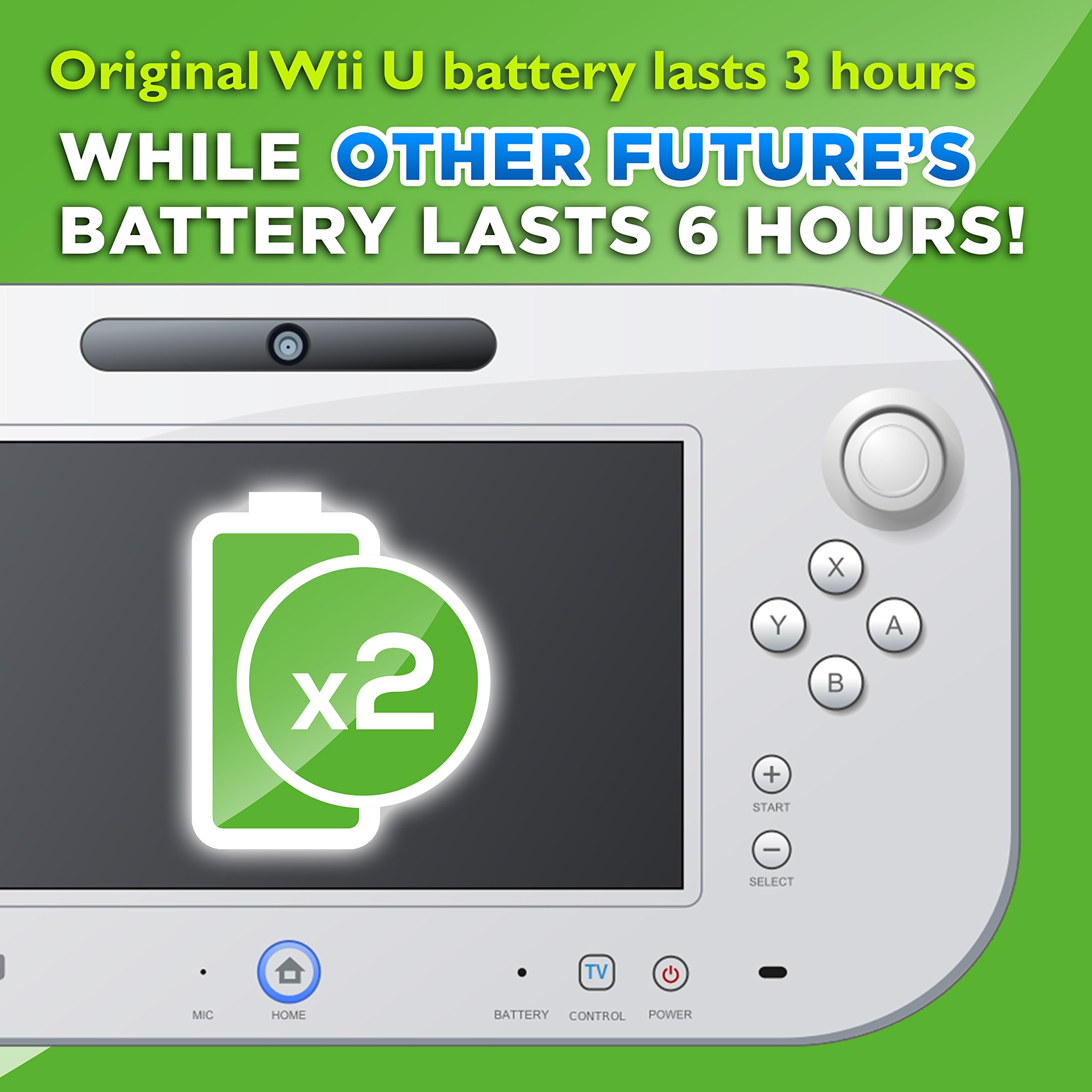 Other Future Wii U Gamepad Battery Pack 3600 mAh Aftermarket Rechargeable Replacement