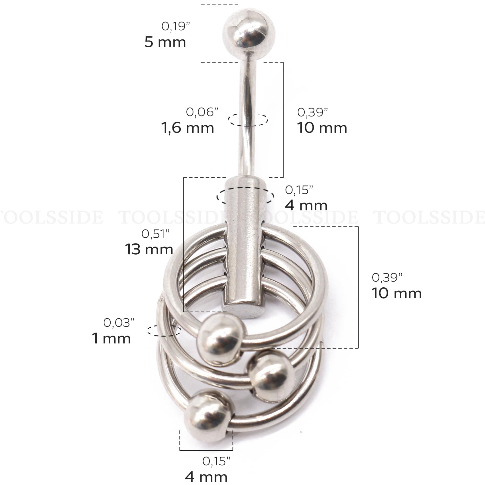 TOOLSSIDE Industrial Piercing Jewelry - Vch Jewelry Vertical Hood 14g Septum Ring Stainless Steel Curved Barbell for Genital Piercing