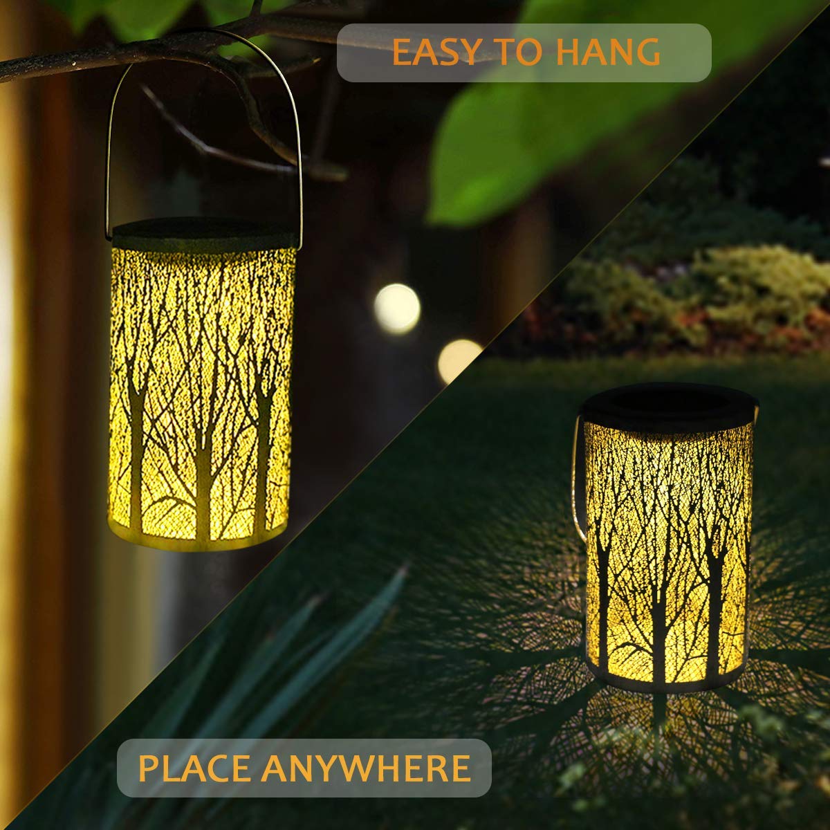 Philonext Solar Lantern Lights, Outdoor Hanging Lantern, Lights Lamp for Patio,IP44 Waterproof Garden Light Cylinder Night Light Tree Lanterns