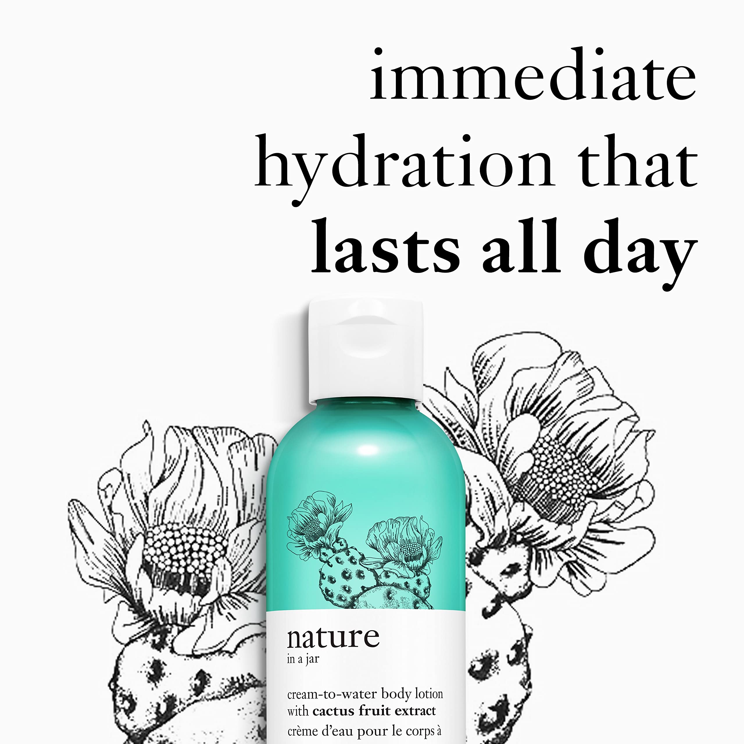 philosophy nature in a jar - cream-to-water body lotion with cactus fruit extract, 8 oz
