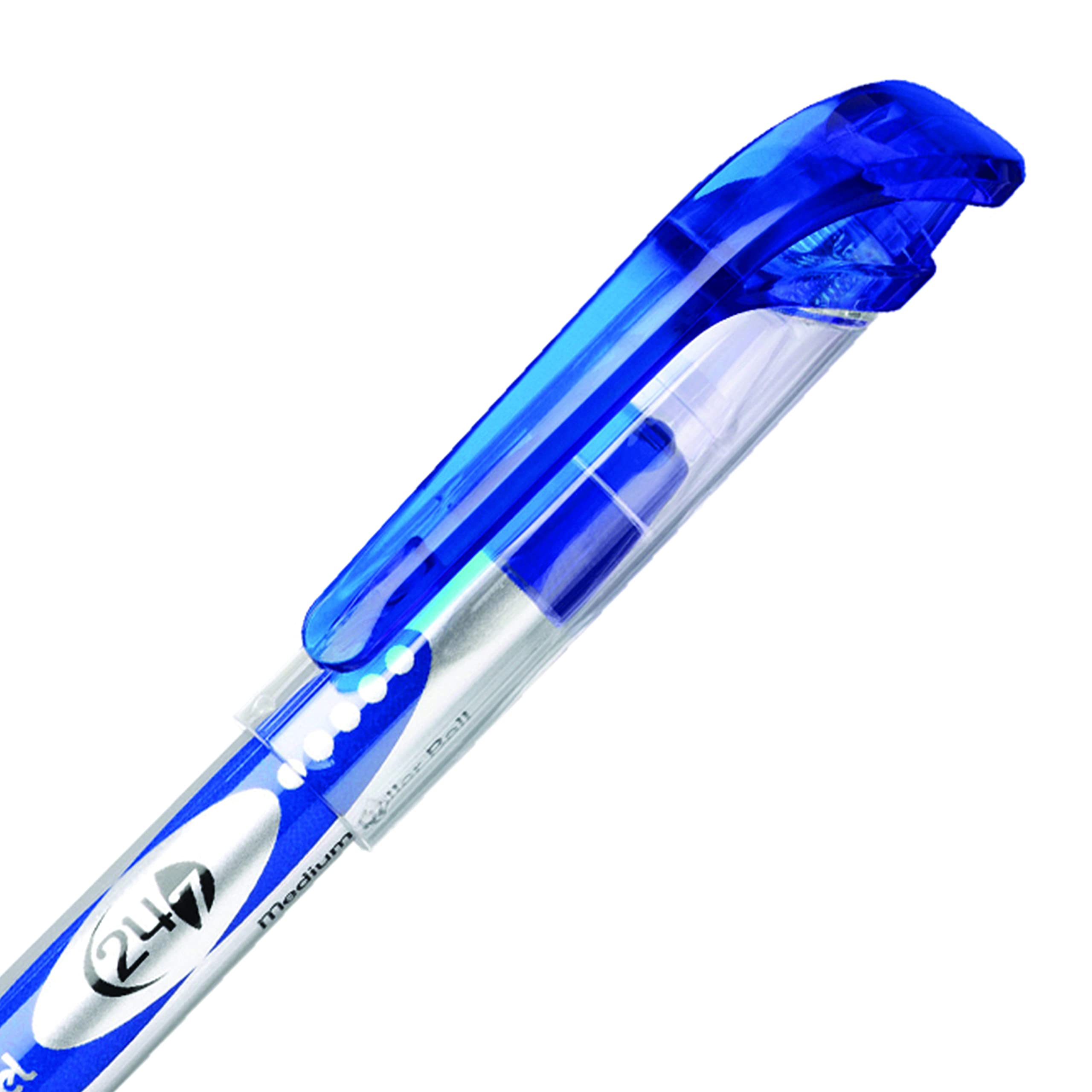 Pentel 24/7 Roller Ball Pen Medium Line, Blue Ink, Box of 12 (BLD97-C)