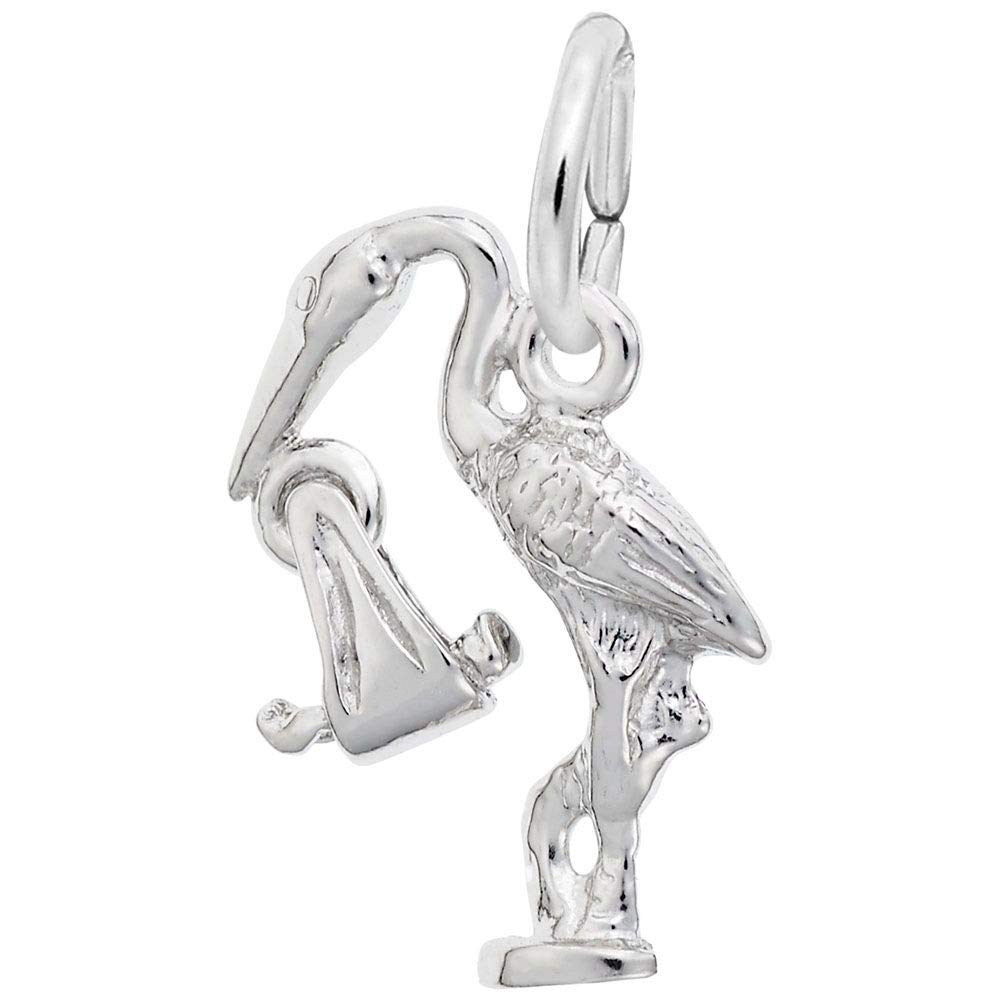 Rembrandt Charms, Stork with Baby, 925 Sterling Silver