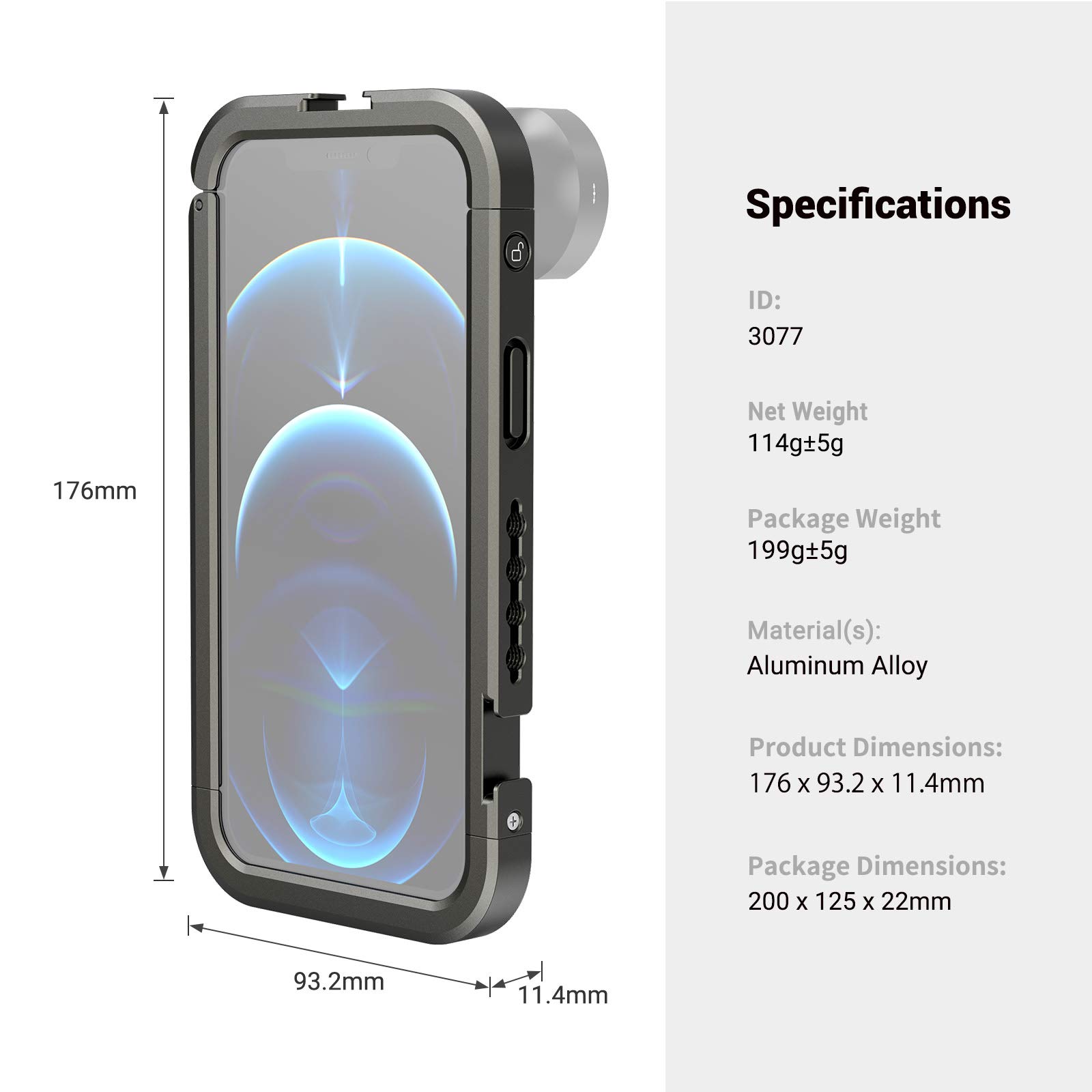 SmallRig Video Cage for iPhone 12 Pro Max, Smartphone Video Rig Mobile Cage, Cold Shoe Mount Lens Mount for iPhone 12 Pro Max Phone Photography, Film Making and Vlog-3077