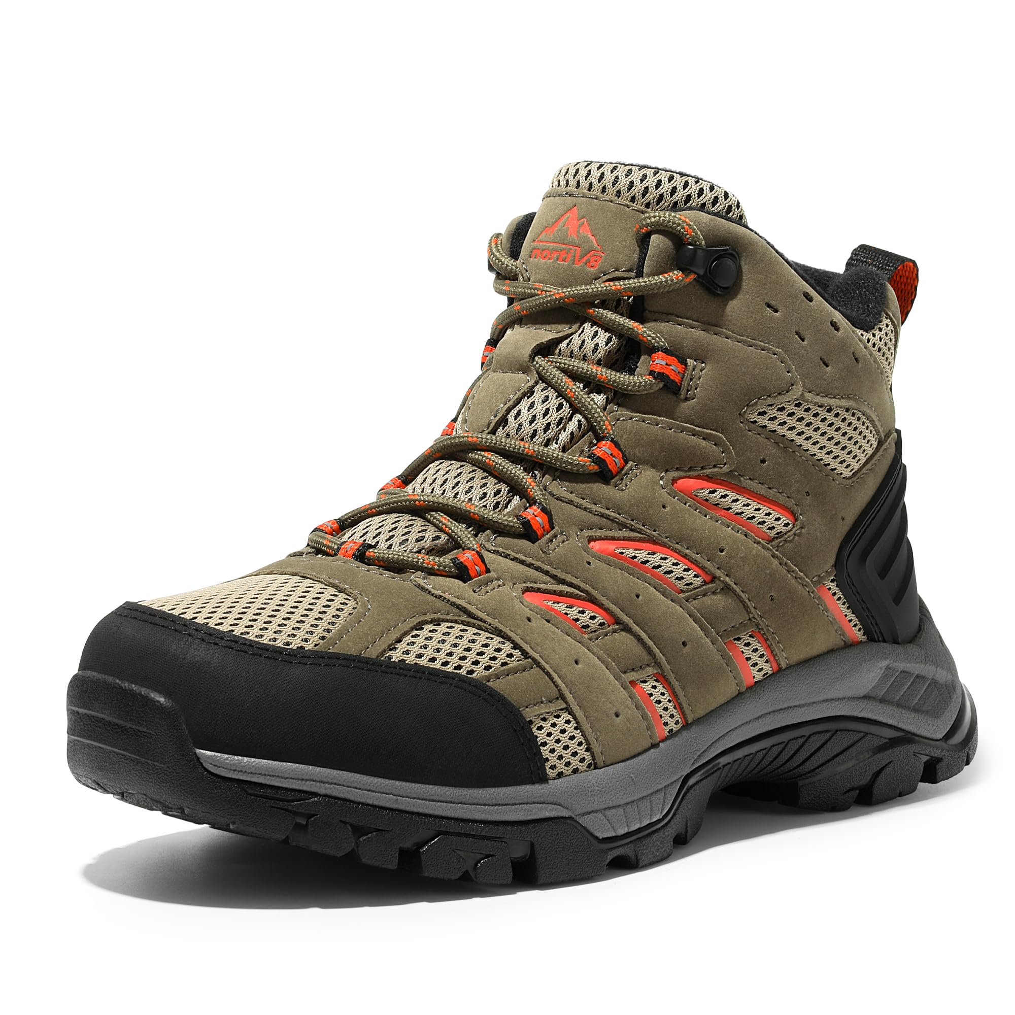 NORTIV 8 Womens Waterproof Hiking Boots Outdoor Trekking Mid Backpacking Mountaineering lightweight boots BROWN/ORANGE US 7.5 SNHB2212W