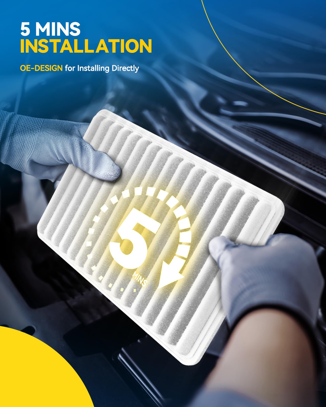 PHILTOP Engine Air Filter CA10171 Replacement for Camry 2007-2009 2.4L, Camry 2010-2017 2.5L, Venza 2009-2016 2.7L - Gas L4 Engine