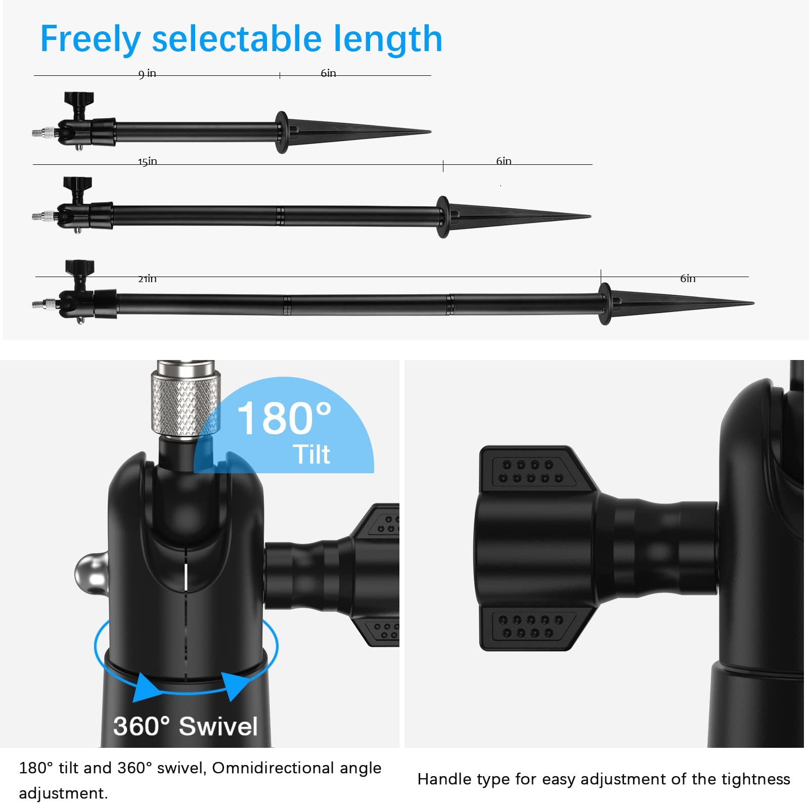 OkeMeeo Ground Stake Spike Mount for Ring Solar Panel/Super Solar Panel, Camera Ground Stake Spike for GoPro/Arlo Solar Panel and 1/4"-20 Threaded Solar Panel and Camera