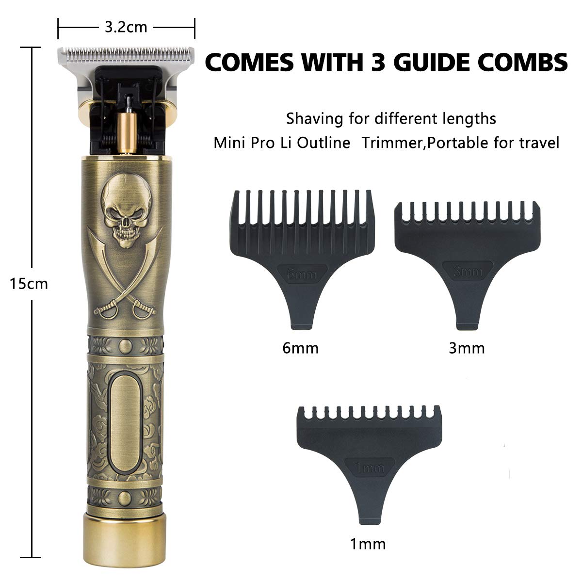 Pro T Outline Clippers Trimmer T Blade Hair Cutting Grooming Kits Set Cordless Rechargeable 0mm Baldheaded Zero Gapped Hair Clipper for Men