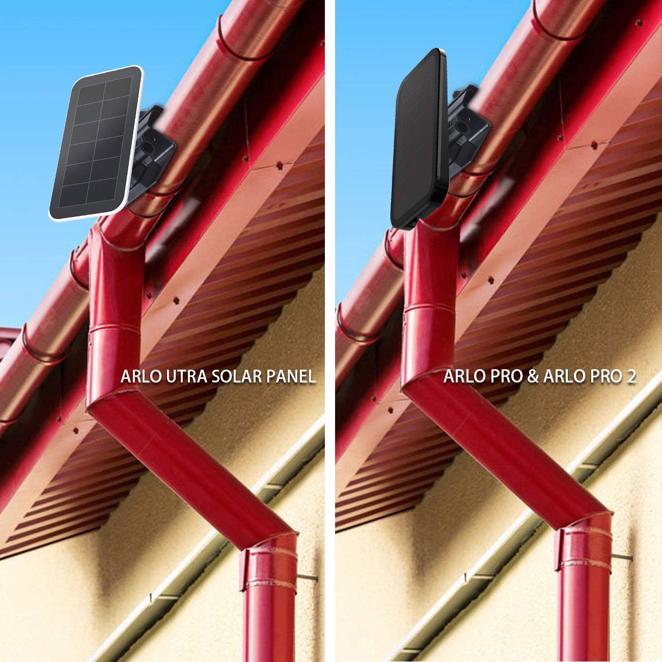 Outdoor Gutter Mount for Arlo Pro/Arlo Pro 3 / Arlo Ultra/Arlo Essential Solar Panel - by TIUIHU - Compatible with Any Other Solar Panel with 1/4 Screw - Durable and Simple Inst(Black,2-Pack)