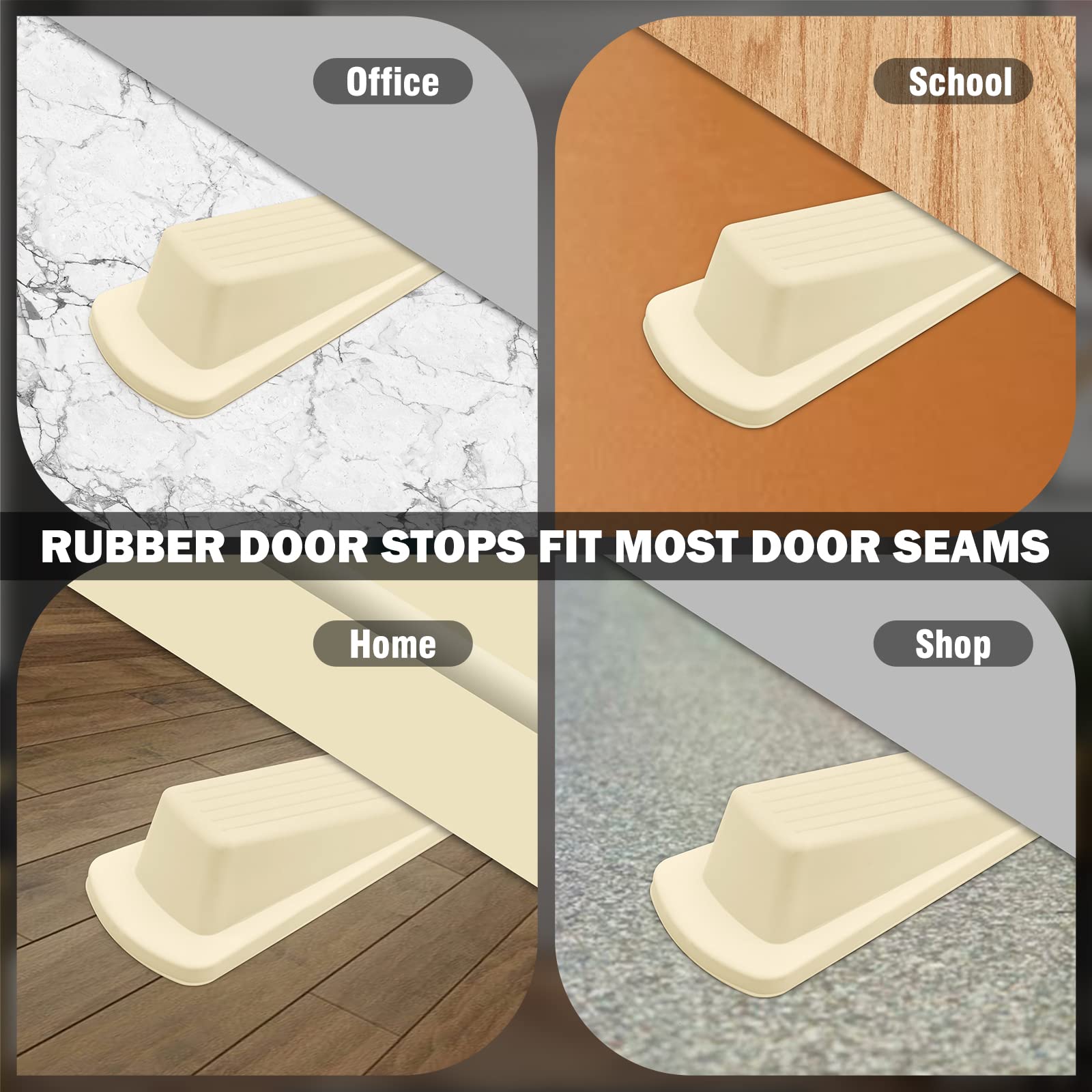 PHITUODA 3pcs White Front Long Door, Wedge Rubber Stop Security for Heavy Duty Shower Door Holder, Fit for 1.3 Inches Door Gaps