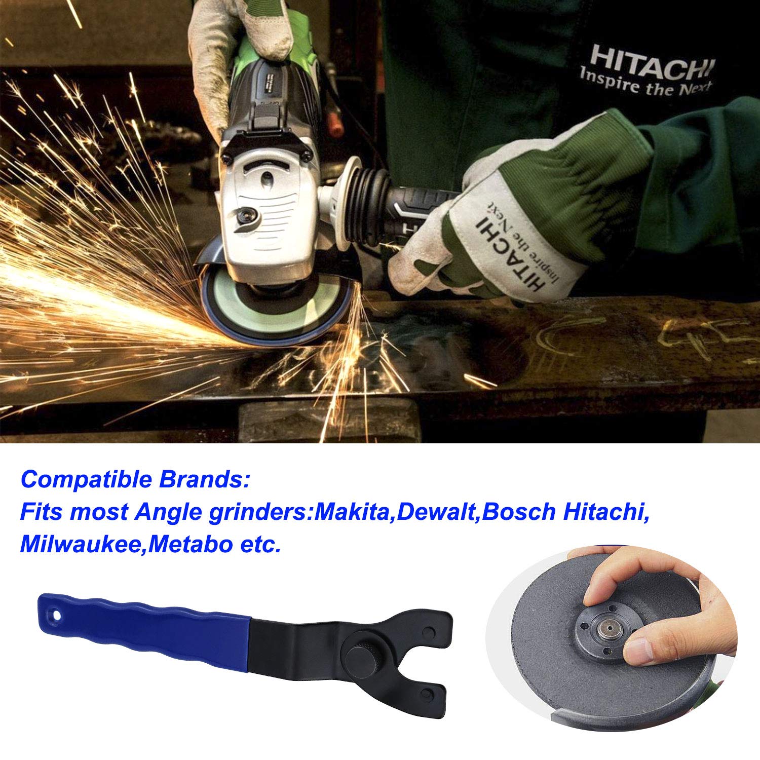 Romalon SEWA20 Adjustable Grinder Lock-Nut Wrench Replacement for Makita Bosch & Other Angle Grinder