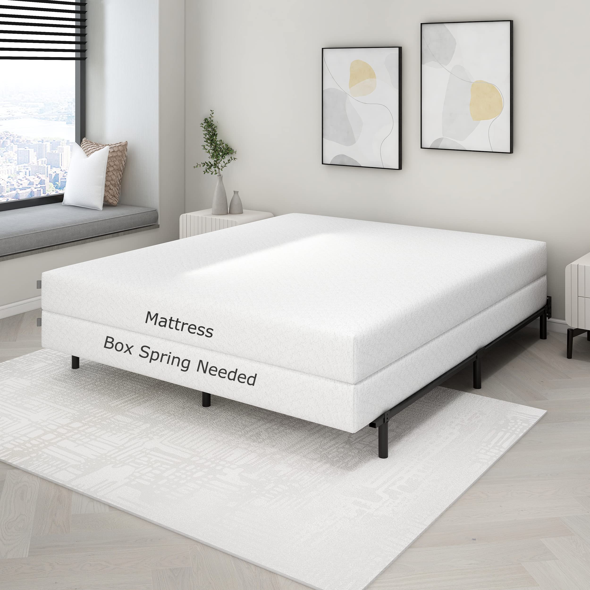 Nightell 7 Inch Metal Platform King Bed Frame,Bed Base for Box Spring,Non-Slip,Easy Assembly,Heavy Duty King Size Bed Frame Black
