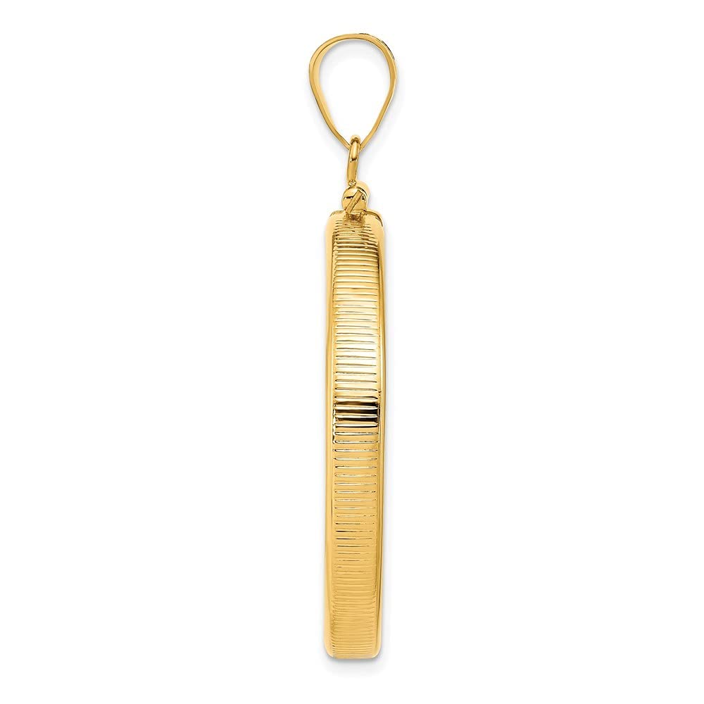 Roy Rose Jewelry Gold Coin Mounting | U.S. American Gold Eagle or Buffalo | 32.7mm | Screw Top | Plain, Reeded Edge, Diamond-cut Fancy Bezel Pendant Frames | Solid 14K Gold