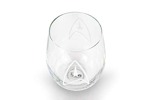 Toynk Star Trek Stemless Wine Glass Decorative Etched Command Emblem | Holds 20 Ounces
