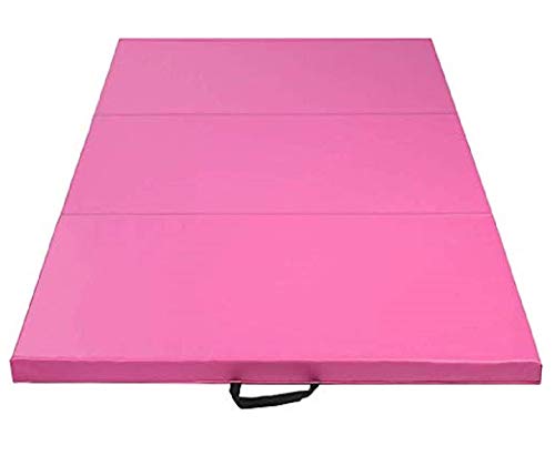 Pro-Gymnastics Expandable Kip Bar Adjustable Height for Gymnastics 3 to 5 FT Gymnastics Bar, with 6 FT x 4 FT Tumble Mat, Horizontal Junior Training Bar Cushioned Bar & Curved Legs (Pink)