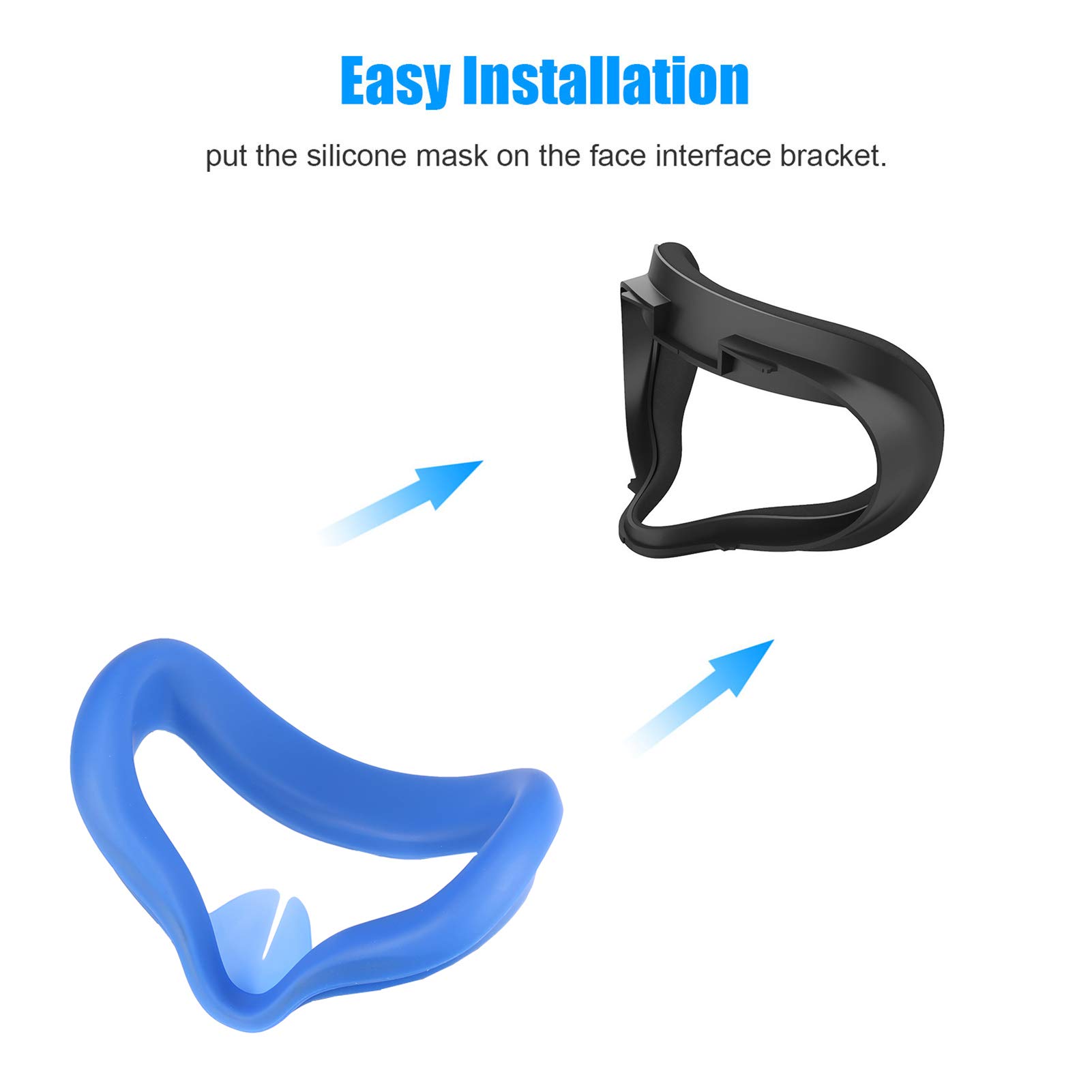 Silicone Mask for Oculus Quest 2, Face ABS Plastic Bracket Interface and Comfortable Silicone VR Face Pad and Lens Protection Cover(Blue)
