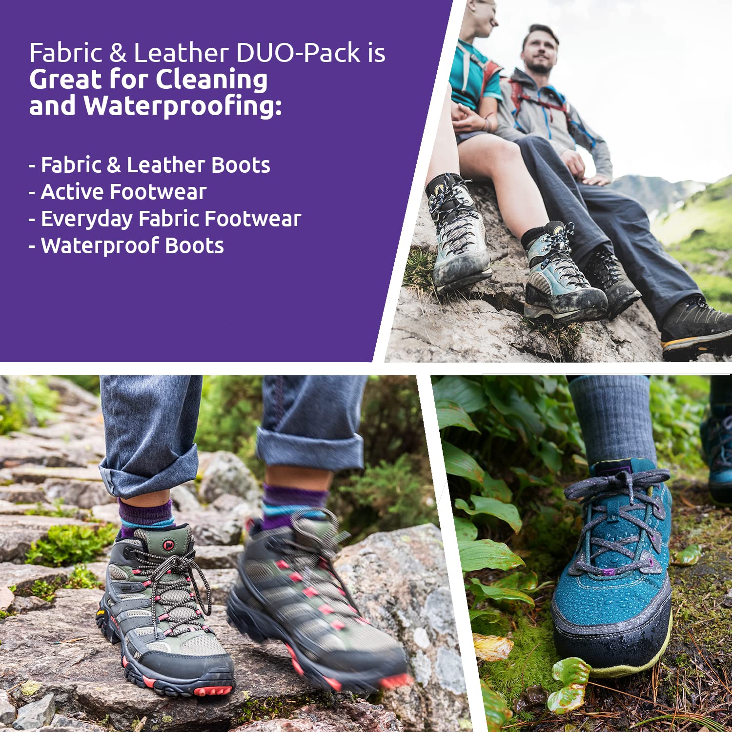 Nikwax Fabric & Leather Footwear Cleaning and Waterproofing DUO-Pack, Sponge-On