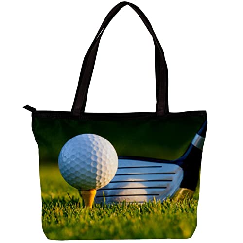 Women's Large Size Canvas Shoulder Bag Hobo Crossbody Handbag Casual Tote, Grass Golf