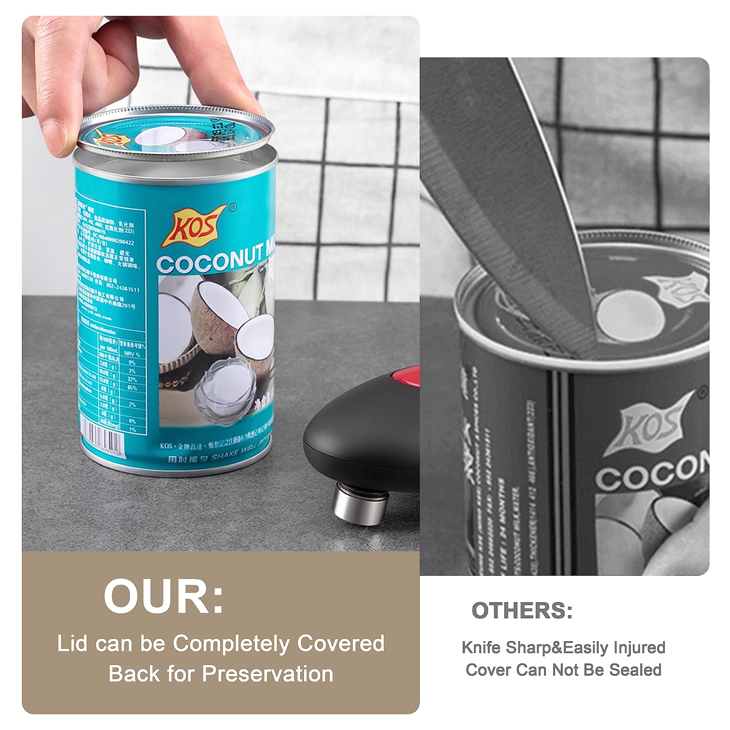 QCKJ Can Opener Electric, One Touch Automatic Can Opener with Smooth Edge, Battery Operated, Kitchen Gifts for Cooks, Housewives, Seniors and Arthritis