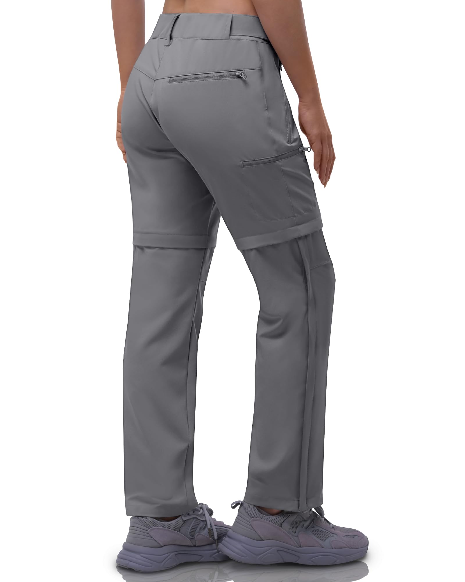 Outdoor Ventures Women's Convertible Pants, Quick Dry Hiking Zip-Off Pants, Stretch Lightweight Cargo Pants Grey