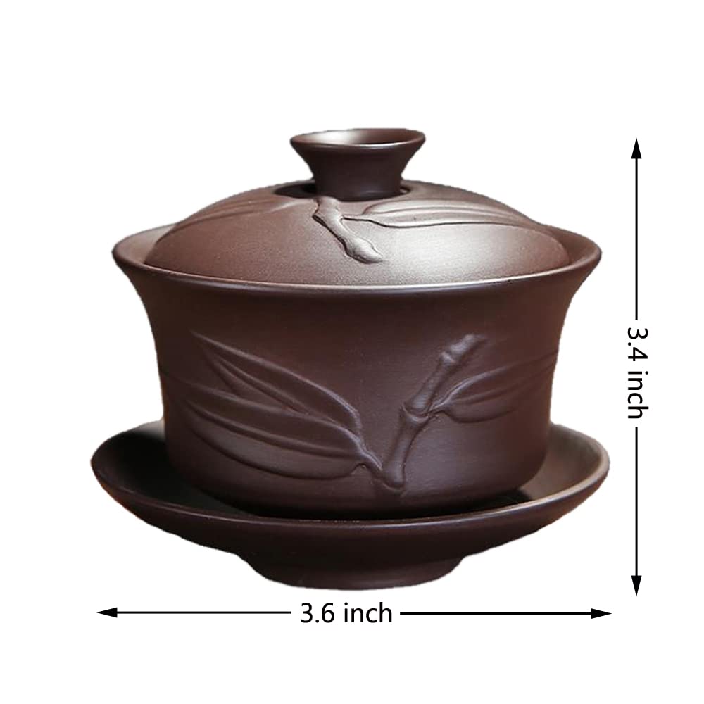 Woonsoon Yixing Chinese Zisha Gaiwan Handmade 150ml China Porcelain Gaiwan Kungfu Teacup Traditional Chinese Teaware Tea Set