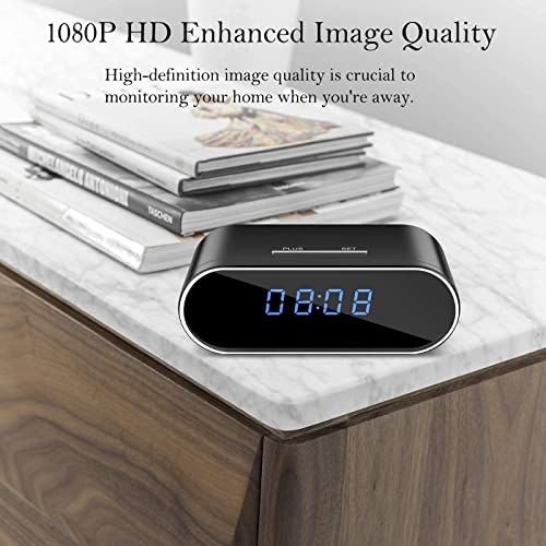 WOONZER Hidden Camera,Spy Camera HD 1080P WiFi Alarm Clock Camera with Night Vision/Motion Detection/Loop Recording Wireless Security Camera,Monitor Video Recorder Nanny Cam