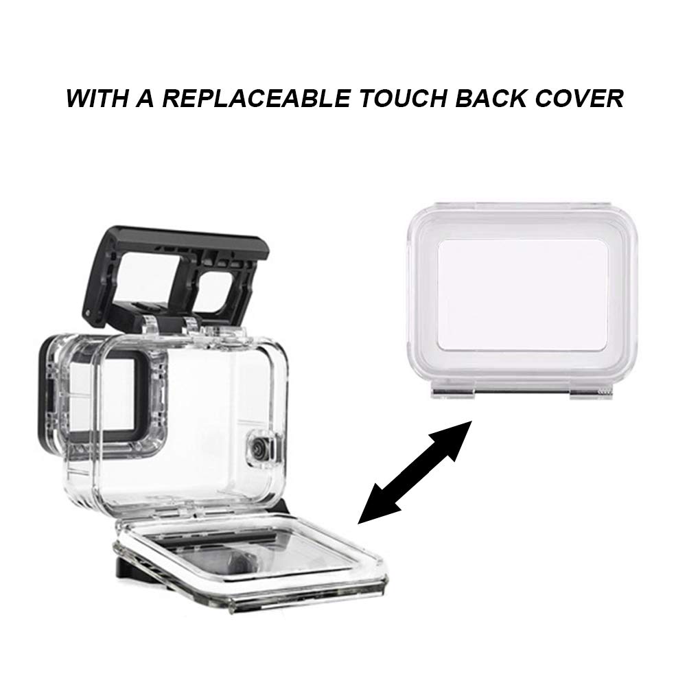 ParaPace Waterproof Housing Case for GoPro Hero 7 White/Silver,Protective 45m Underwater Dive Case Shell with Replaceable Touch Back Cover for GoPro Camera Accessories