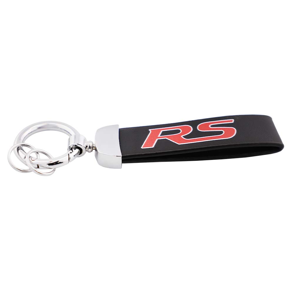 RS Keychain Stylish Removable Metal Leather Rubber Keychain Wristlet Key Chain Fob