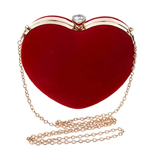 XJJZS Women Heart Shaped Handbag Mini Clutch Chain Purse Chic Shoulder Bag Evening Tote (Color : A)