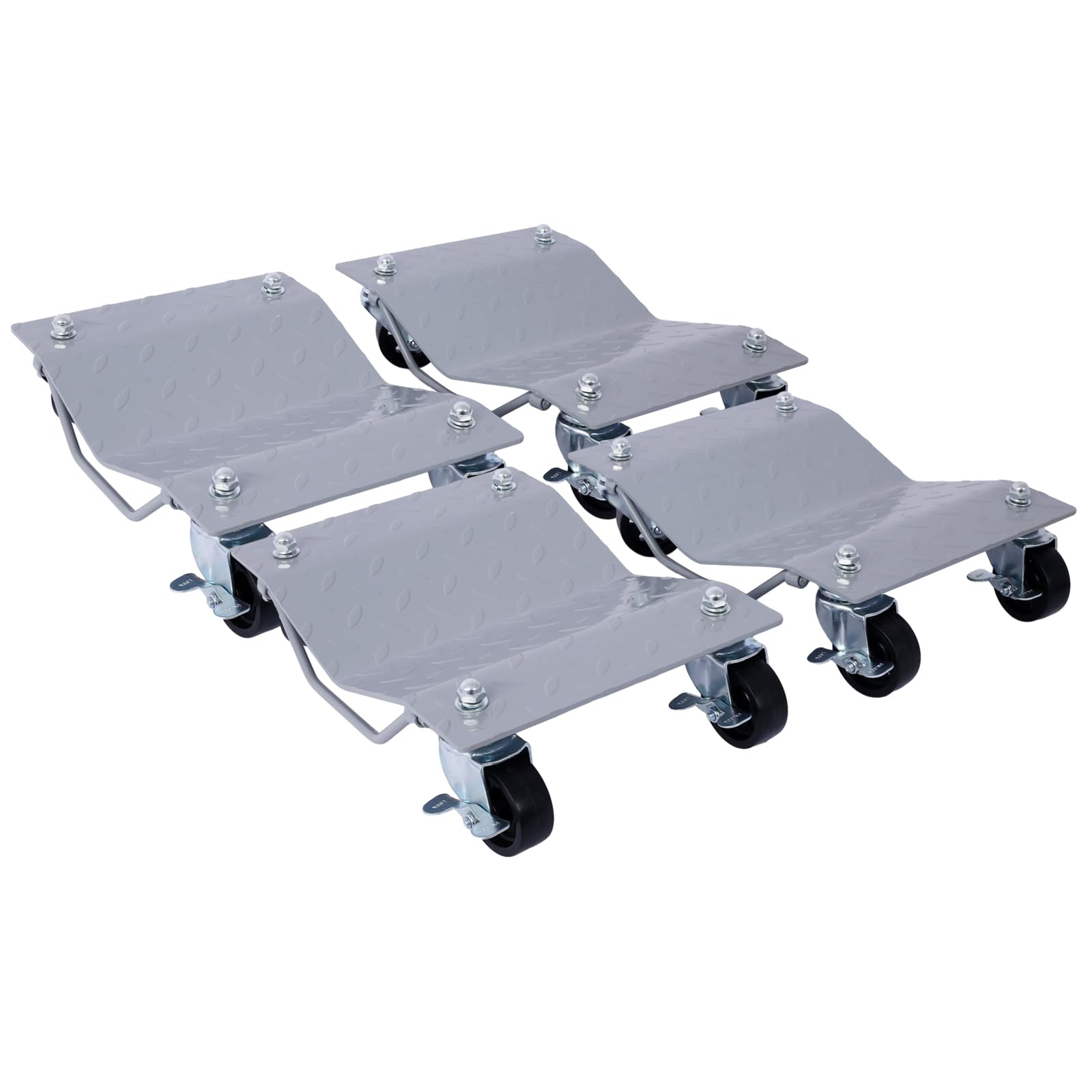 Miscoos Car Dolly, Heavy Duty Wheel Dolly,4 Tire Wheel Dolly Car Stakes 6000lbs Capacity,Gray