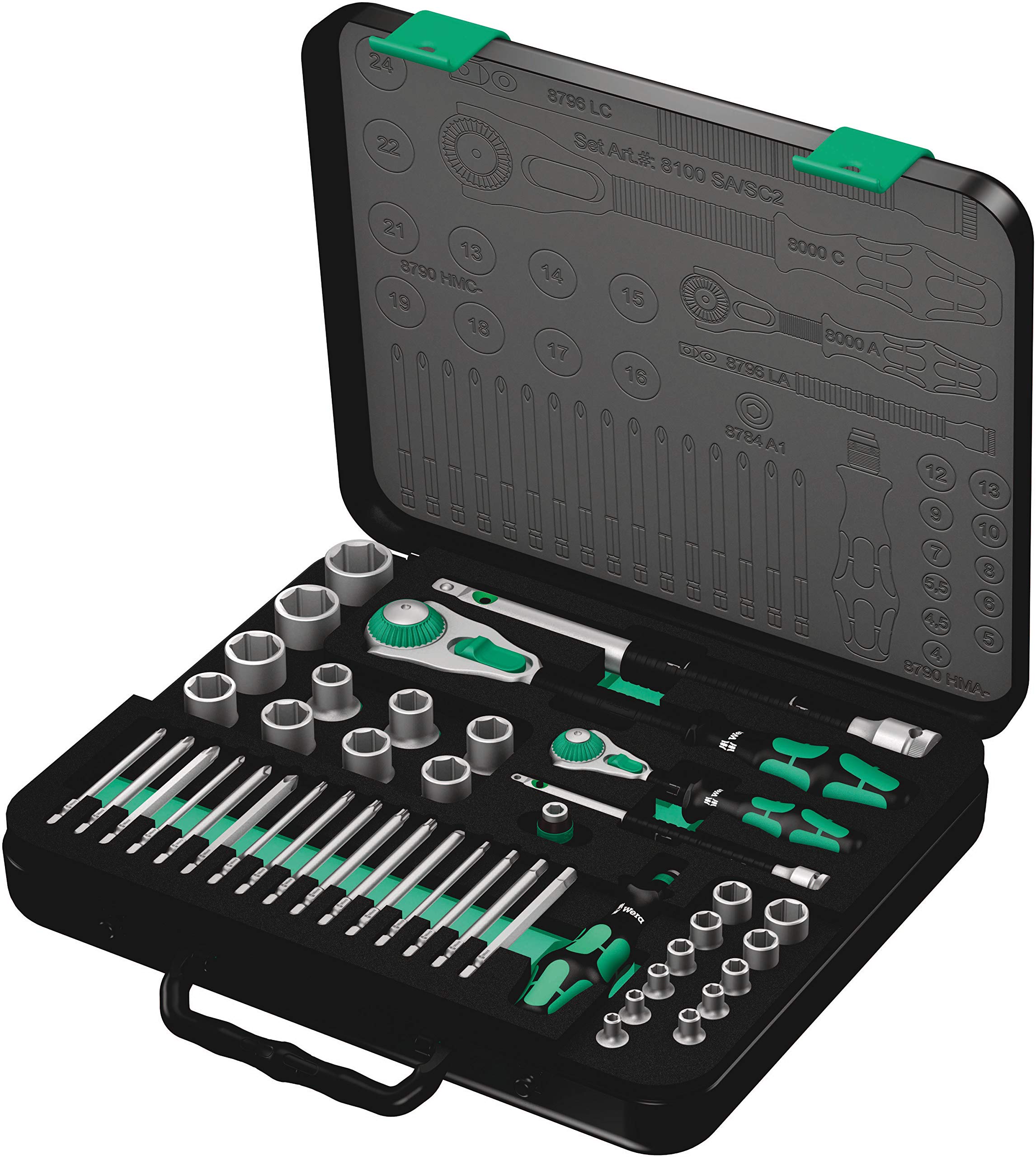 Wera 8100 SA/SC 2 Kit con cricchetto Zyklop Speed con attacco da 1/4 e 1/2, metrico, 43 pezzi & Bit-Check 30 Impaktor 1, 30 pezzi