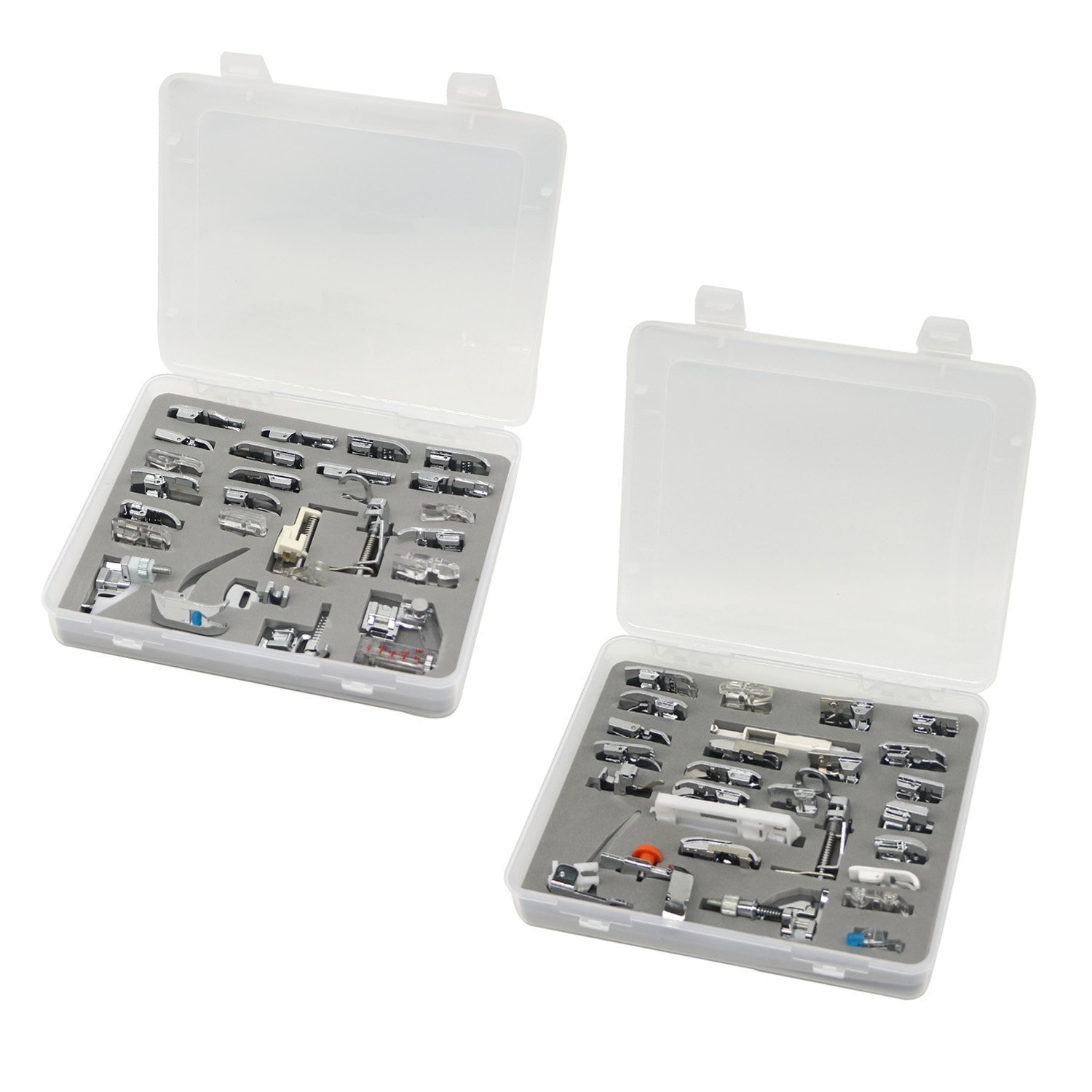 Professional 52pcs Sewing Machine Sewing Foot Presser Foot Presser Feet Set with Manual & Plastic Storage Box for Singer, Brother, Babylock, Janome and Kenmore Low Shank Sewing Machines