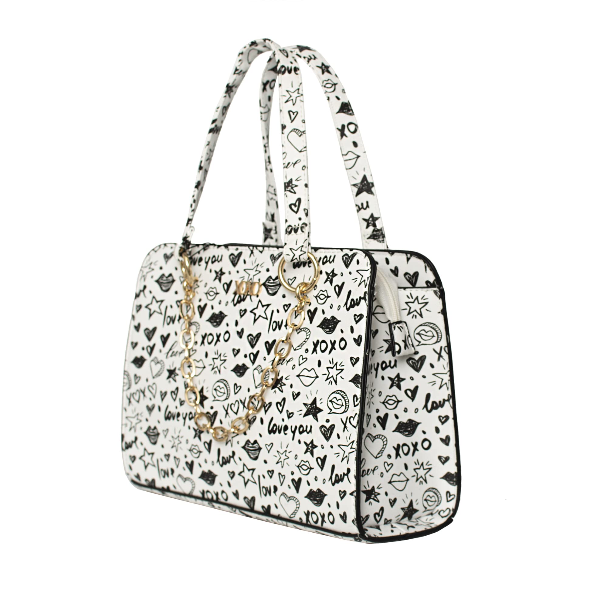 XOXO Women's Handbag Large White Graffiti Print Satchel