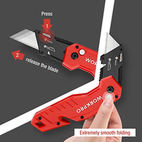WORKPRO Folding Utility Knife & WORKPRO Folding Utility Knife, 15 Extra Blades Included